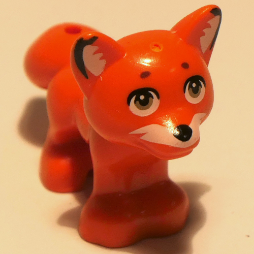 LEGO PART 19532pr0005 Animal, Fox with Black Nose, Ears, White Face ...