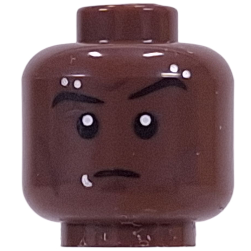LEGO PART 28621pr9608 Minifig Head Hobie Brown, Black Eyebrows, Silver ...