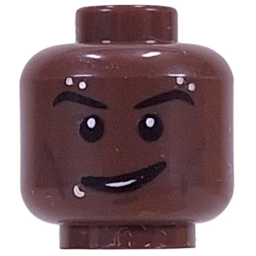 LEGO PART 28621pr9608 Minifig Head Hobie Brown, Black Eyebrows, Silver ...