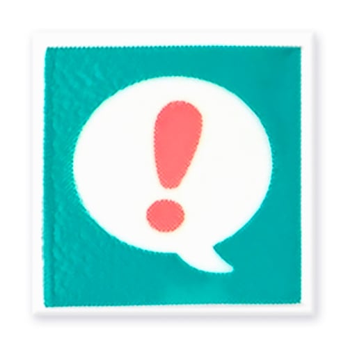 LEGO PART 3070bpr0024 Tile 1 x 1 with Coral Exclamation Mark in White ...