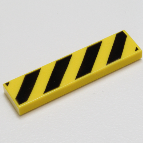LEGO PART 2431pr0017 Tile 1 x 4 with Black Diagonal Stripes Print ...