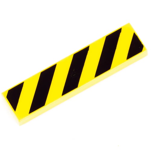 LEGO PART 2431pr0158 Tile 1 x 4 with Black Diagonal Stripes Print ...