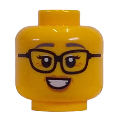 LEGO PART 28621pr0015 Minifig Head, Dark Bluish Grey Eyebrows, Glasses ...