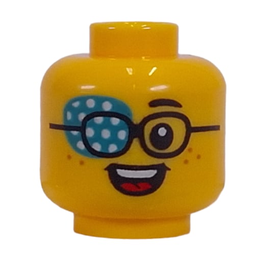 LEGO PART 28621pr0017 Minifig Head, Freckles, Glasses, Amblyopia (Lazy ...