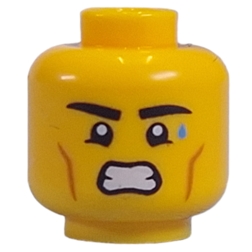 LEGO PART 28621pr0023 Minifig Head Determined Grimace, Sweat / Relieved ...
