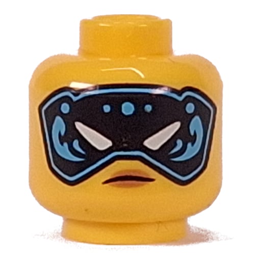 LEGO PART 28621pr3979 Minifig Head Nya, Black and Bright Light Blue Eye ...