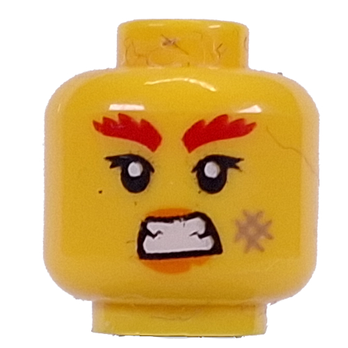 LEGO PART 28621pr3996 Minifig Head Wildfyre, Red Eyebrows, Scar, Angry ...