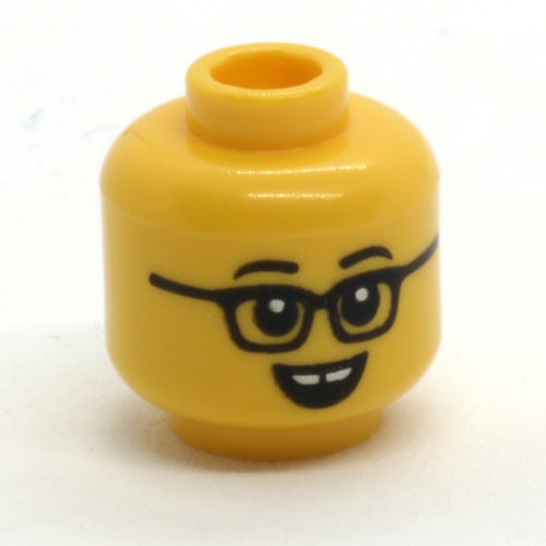 LEGO PART 28621pr4363 Minifig Head, Black Eyebrows, Glasses, Open Mouth ...