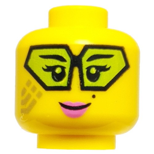 LEGO PART 28621pr9710 Minifig Head Dr. LaRow, Gold Circuitry, Lime ...