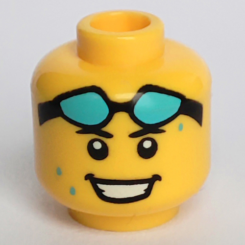 LEGO PART 28621pr9910 Minifig Head, Black Eyebrows, Sweat Drops, Smile ...