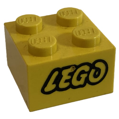 LEGO PART 3003pr0040 Brick 2 x 2 with LEGO Logo with Open O Black ...