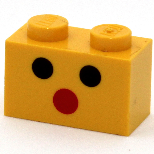LEGO PART 3004pr9973 Brick 1 x 2 with Red / Black Three-Dot Face Print ...