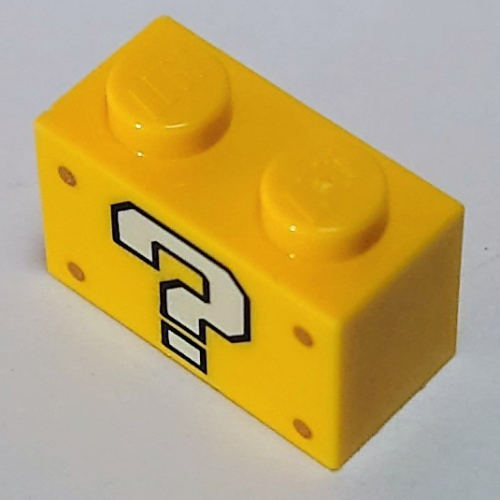 LEGO PART 3004pr0075 Brick 1 x 2 with White Question Mark '?' print ...