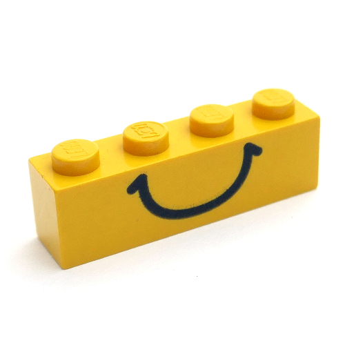 LEGO PART 3010pr9980 Brick 1 x 4 with Black Smile Print | Rebrickable ...
