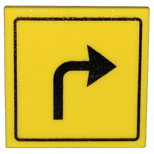 LEGO PART 30258pr0002 Road Sign Clip-on 2 x 2 Square with Black Turn ...
