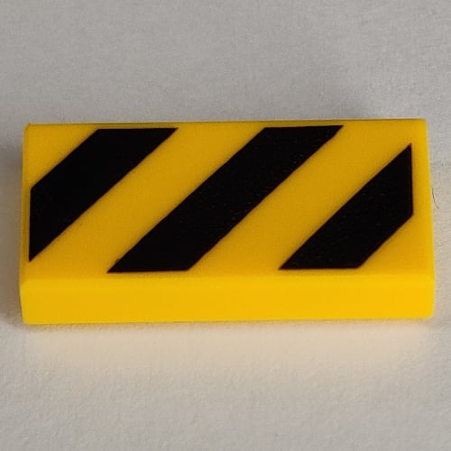 LEGO PART 3069bpr0155 Tile 1 x 2 with Black Diagonal Stripes, Large ...