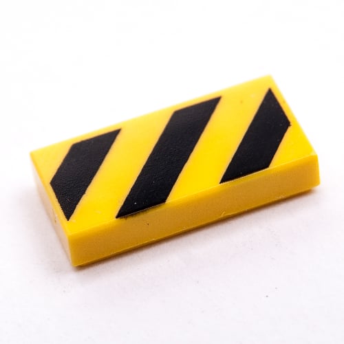 LEGO PART 3069bpr0155 Tile 1 x 2 with Black Diagonal Stripes, Large ...