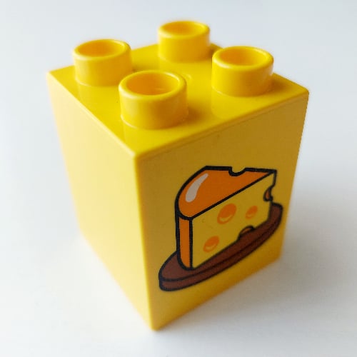 LEGO PART 31110pr0062 Duplo Brick 2 x 2 x 2 with Wedge of Cheese on ...