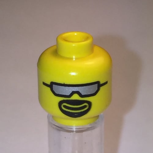 LEGO PART 3626bpr0107 Minifig Head, Silver Sunglasses and Goatee Print ...