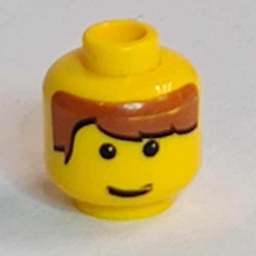 LEGO PART 3626bpr0066 Minifig Head, Brown Bangs Parted on Right, White ...