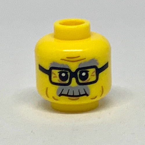 LEGO PART 3626bpr0244 Minifig Head Grandpa, Glasses, Gray Eyebrows and ...