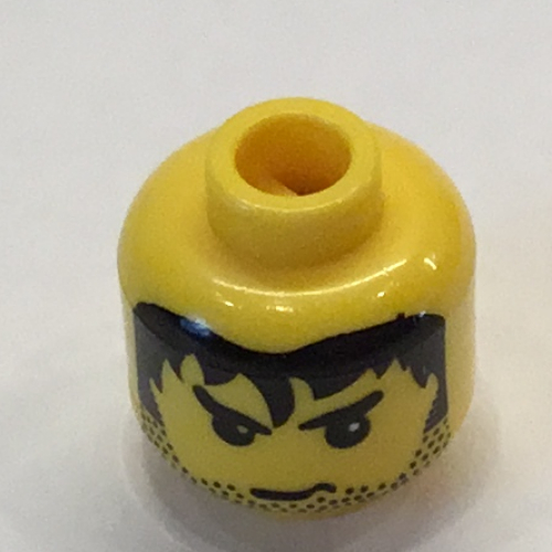 LEGO PART 3626bpr0250 Minifig Head, Stubble, Black Messy Hair Print ...