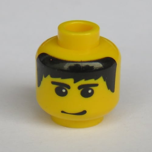 LEGO PART 3626bpr0252 Minifig Head, Black Hair, Eyebrows, and Smirk ...