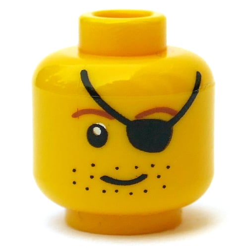 LEGO PART 3626bpr0570 Minifig Head Pirate, Eyepatch, Brown Eyebrows ...