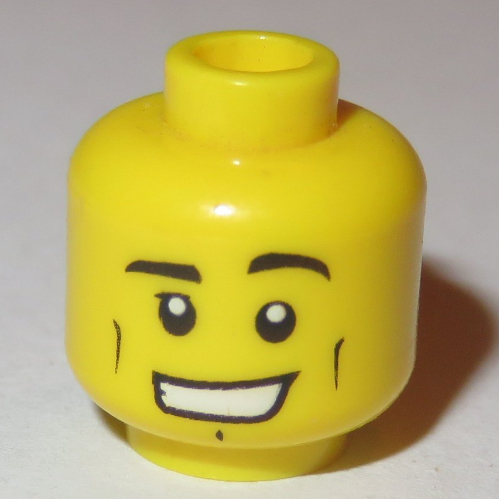 LEGO PART 3626bpr0680 Minifig Head, Eyebrows, Vertical Cheek Lines ...