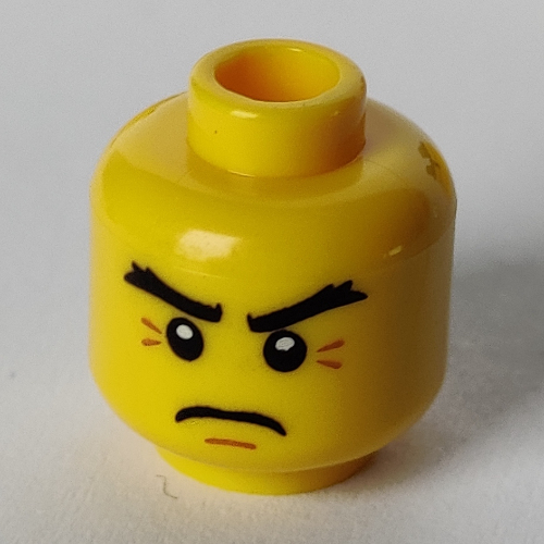 LEGO PART 3626bpr0729 Minifig Head Sumo Wrestler, Thick Eyebrows, White ...