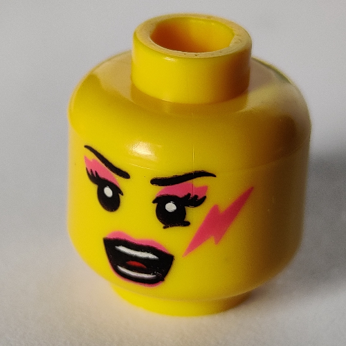 LEGO PART 3626bpr0945 Minifig Head Rocker Girl, Dark Pink Lips, Eye ...