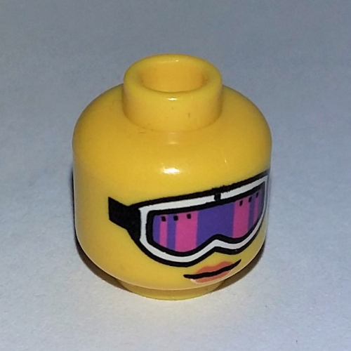 LEGO PART 3626bpr1029 Minifig Head Downhill Skier, White Ski Goggles ...