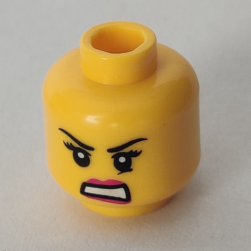 LEGO PART 3626bpr1053 Minifig Head Roller Derby Girl, Dark Pink Lips ...