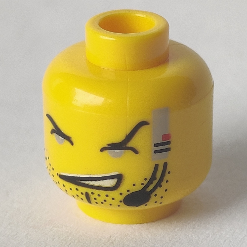 LEGO PART 3626bpr9984 Minifig Head Dash, Open Mouth, Stubble, Thin Eyes ...