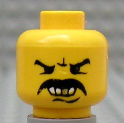 LEGO PART 3626bpr0336 Minifig Head Bandit, Moustache Angry, White Teeth ...