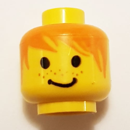 LEGO PART 3626bpr0355 Minifig Head BB, Messy Orange Hair, Smile Print ...