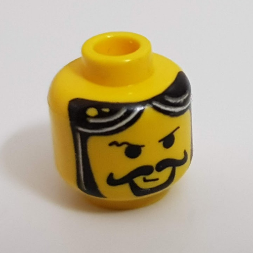 LEGO PART 3626bpr9973 Minifig Head Knight, Moustache Curly, Gray ...