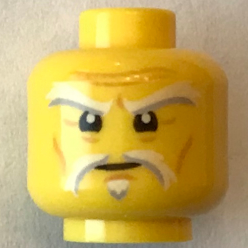 LEGO PART 3626cpr0004 Minifig Head Sensei Wu (Master), White and Gray ...