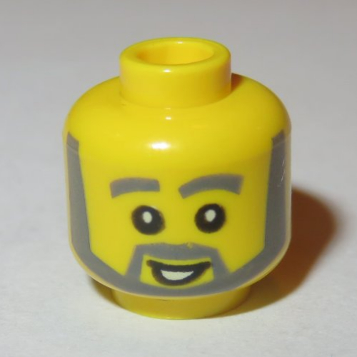 LEGO PART 3626cpr0388 Minifig Head with Thick Gray Eyebrows, Angular ...