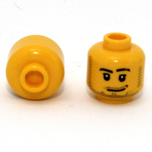 LEGO PART 3626cpr0389 Minifig Head, Smirk, Black Dimple, Stubble Beard ...