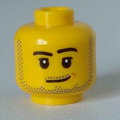 LEGO PART 3626cpr2523 Minifig Head, Smirk, Peach Dimple, Stubble Beard ...