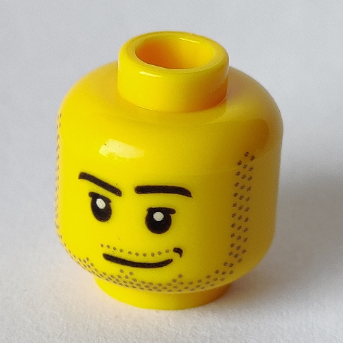 LEGO PART 3626cpr0389 Minifig Head, Smirk, Black Dimple, Stubble Beard ...