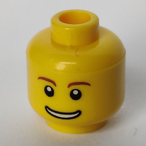 LEGO PART 3626cpr0498 Minifig Head, Brown Eyebrows, Thin Grin with ...