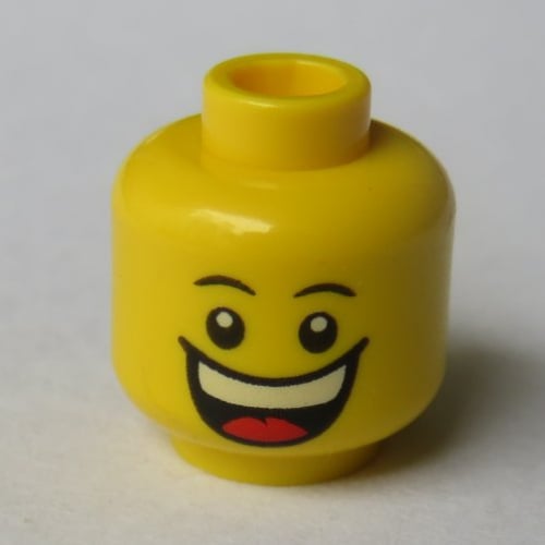 LEGO PART 3626cpr0579 Minifig Head, Huge Grin, White Pupils, Eyebrows ...