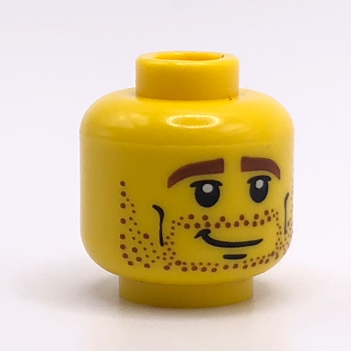 LEGO PART 3626cpr0692 Minifig Head, Brown Stubble, Brown Eyebrows ...
