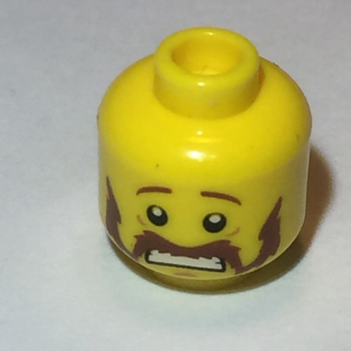 LEGO PART 3626cpr0793 Minifig Head, Brown Handlebar Moustache, Scared ...