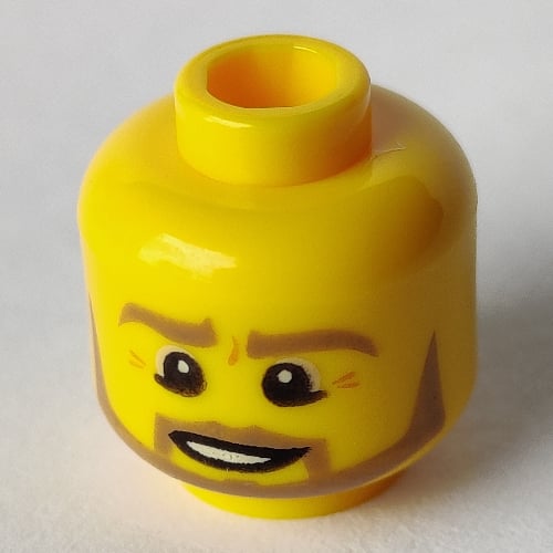 LEGO PART 3626cpr1087 Minifig Head, Beard Dark Tan Angular, Pupils ...