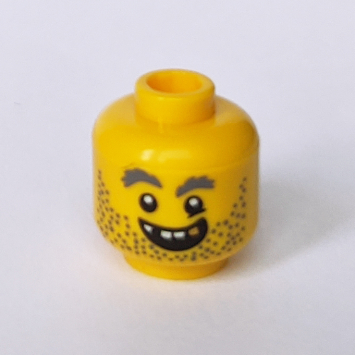 LEGO PART 3626cpr1482 Minifig Head Prospector, Beard Stubble, Gray ...