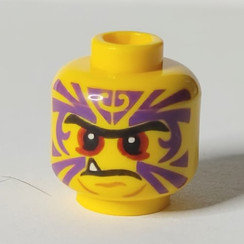 LEGO PART 3626cpr1567 Minifig Head Zugu, Eyebrows, Red Eyes, Purple ...
