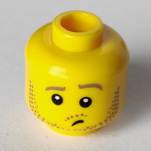 LEGO PART 3626cpr2024 Minifig Head Hiker, Dark Tan Eyebrows and Stubble ...